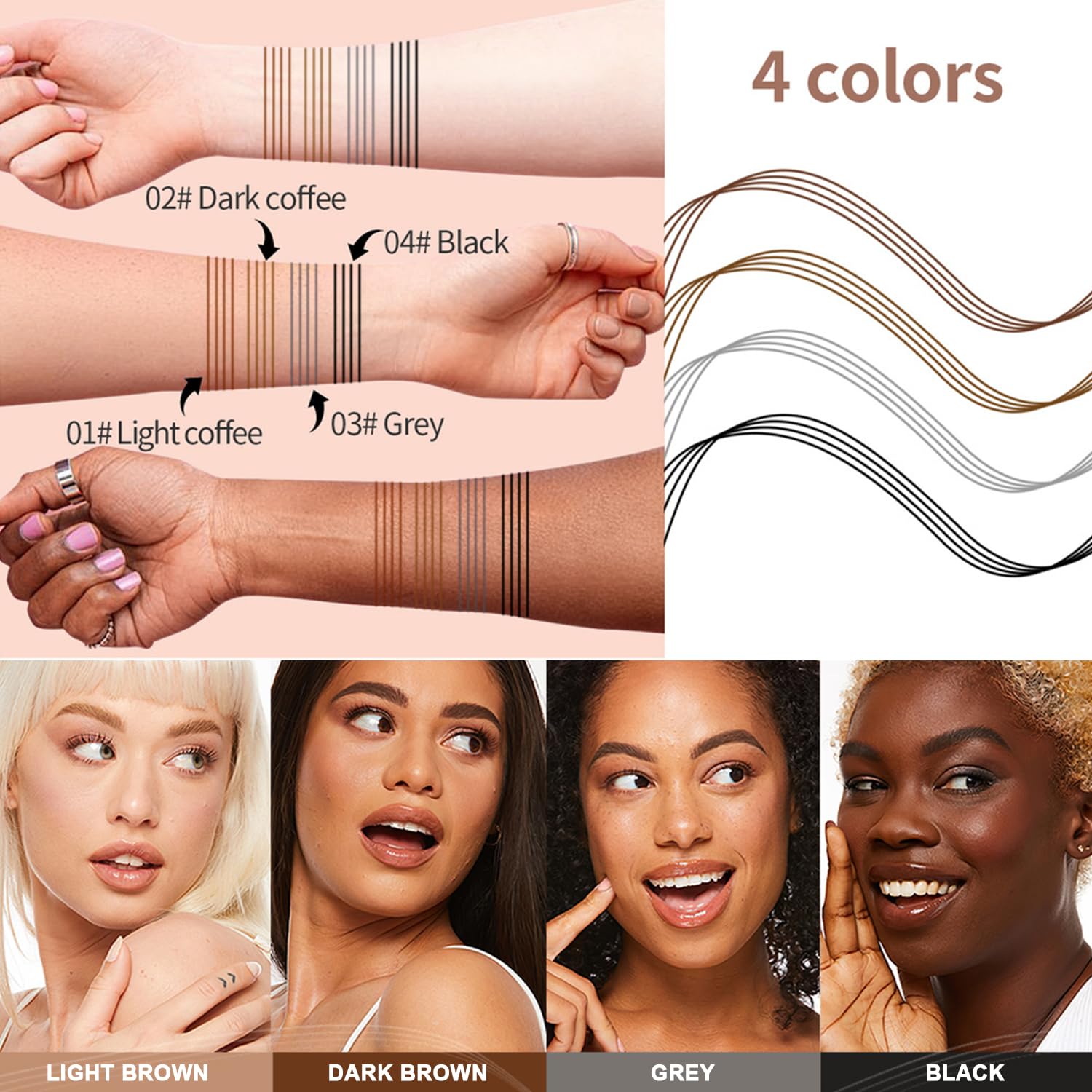 Eyebrow Pen - Microblading Eyebrow Pencil - Long Lasting Waterproof Eyebrow Pen with Micro-Fork Tip - Natural Looking and Stays on All Day