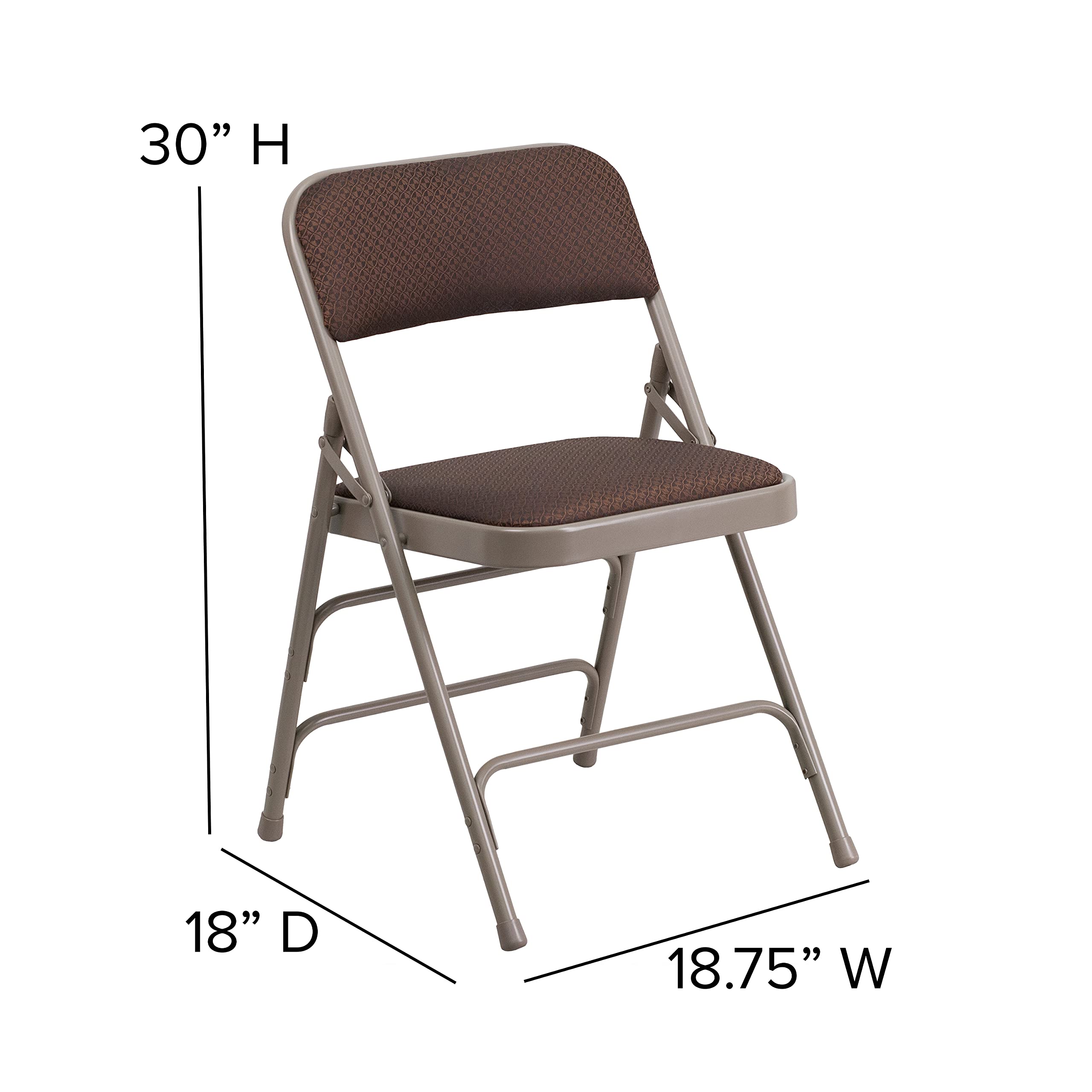 Flash Furniture 2 Pack HERCULES Series Curved Triple Braced & Double Hinged Brown Patterned Fabric Metal Folding Chair