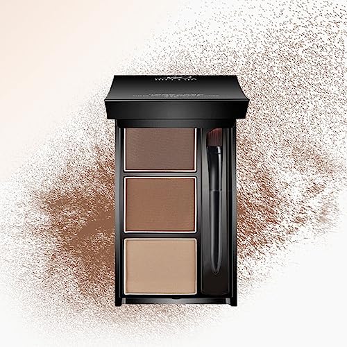 Eyebrow powder three-color brow disc waterproof eyebrow powder eyebrow makeup kit eyebrow filler to shape natural eyebrows (02# Brown, light brown, skin tone)