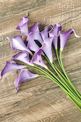 Letjolt Calla Lily Purple Artificial Flowers 12Pcs Table Flower Decor Faux Calla Lilies Bouquet for Wedding Bride Shower Home Decoration, Purple