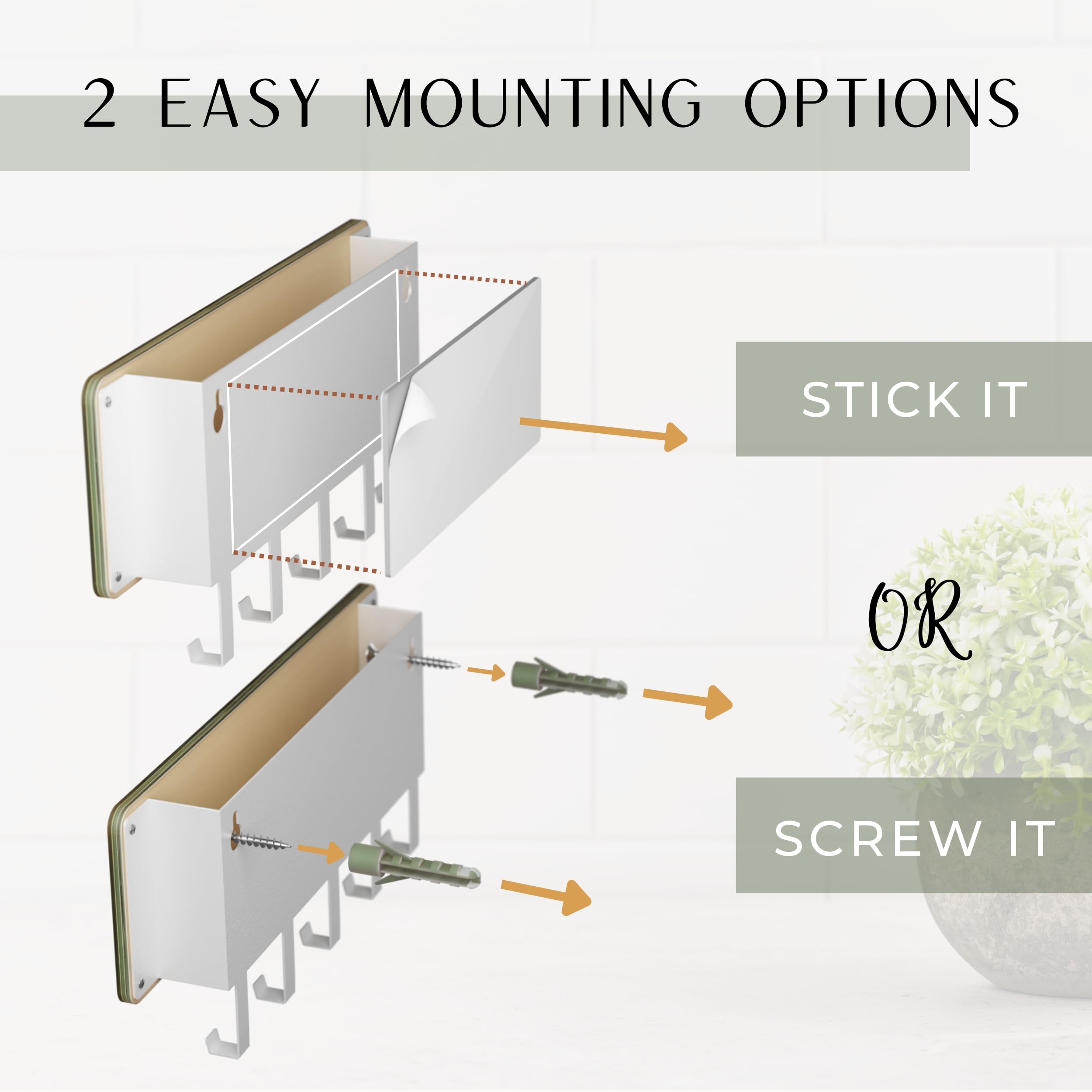 EZENTIAL Key Holder Wall Mount, Self Adhesive Key Hooks, Mail Organizer and Key Rack for Wall, Small Key Hanger for Wall Decorative, Stick on Key Rack, Adhesive Entryway Key Holder