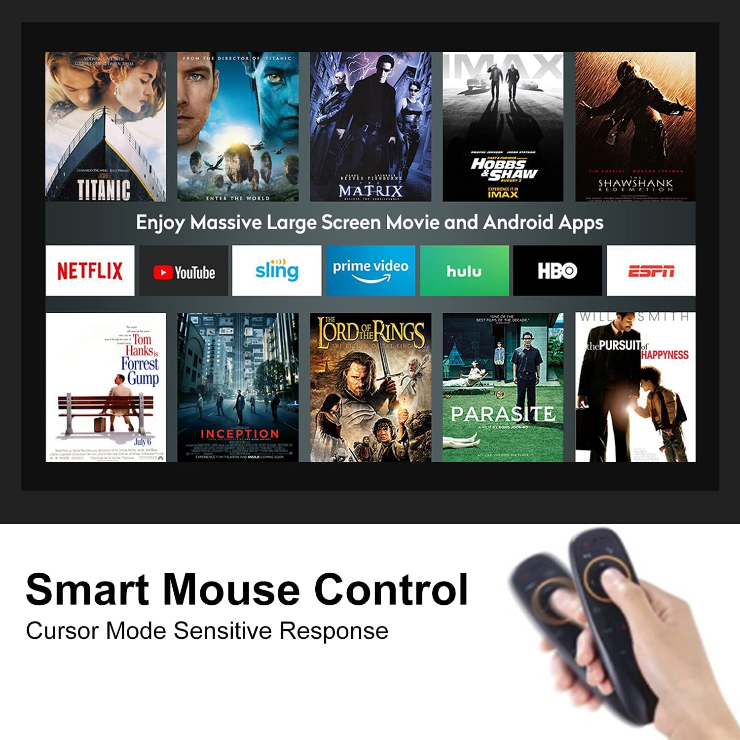 Famishow Smart Projector Android TV 10.0 Built in- 5G WiFi Mini projector with Bluetooth, 8500 Lumens 4K and 250” Display Supported Portable Video Projector for Home Cinema & Outdoor Movie Theater