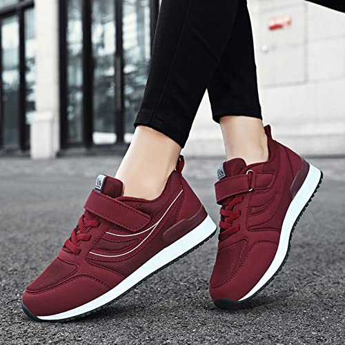 FASDNENDYS Couple Models Women's Middle Aged and Elderly Light Casual Comfortable Non Slip Outdoor Multi Color Shoes Red