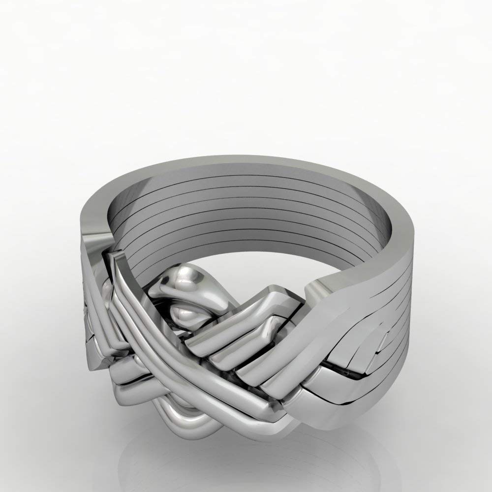 Ebruli 8 Band Classical Handmade Puzzle ring 925 Sterling Silver interlocking Knot Ring Women Men size 4 β 15 Silver (7.5)