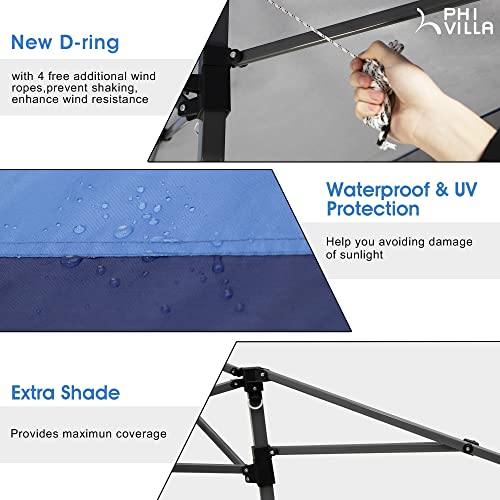 PHI VILLA Easy Set-up 13x13 Pop Up Canopy Gazebo Outdoor Tent Portable 169 sq.ft Sun Shade, Blue