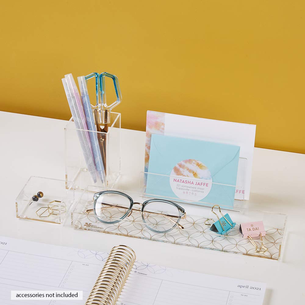 Erin Condren Designer Desk Accessories - Mid Century Circles Acrylic Nesting Desk Organizer Set of 4. Store Accessories Paper & More in One Convenient Organizer, For Elevated Desk Functionality