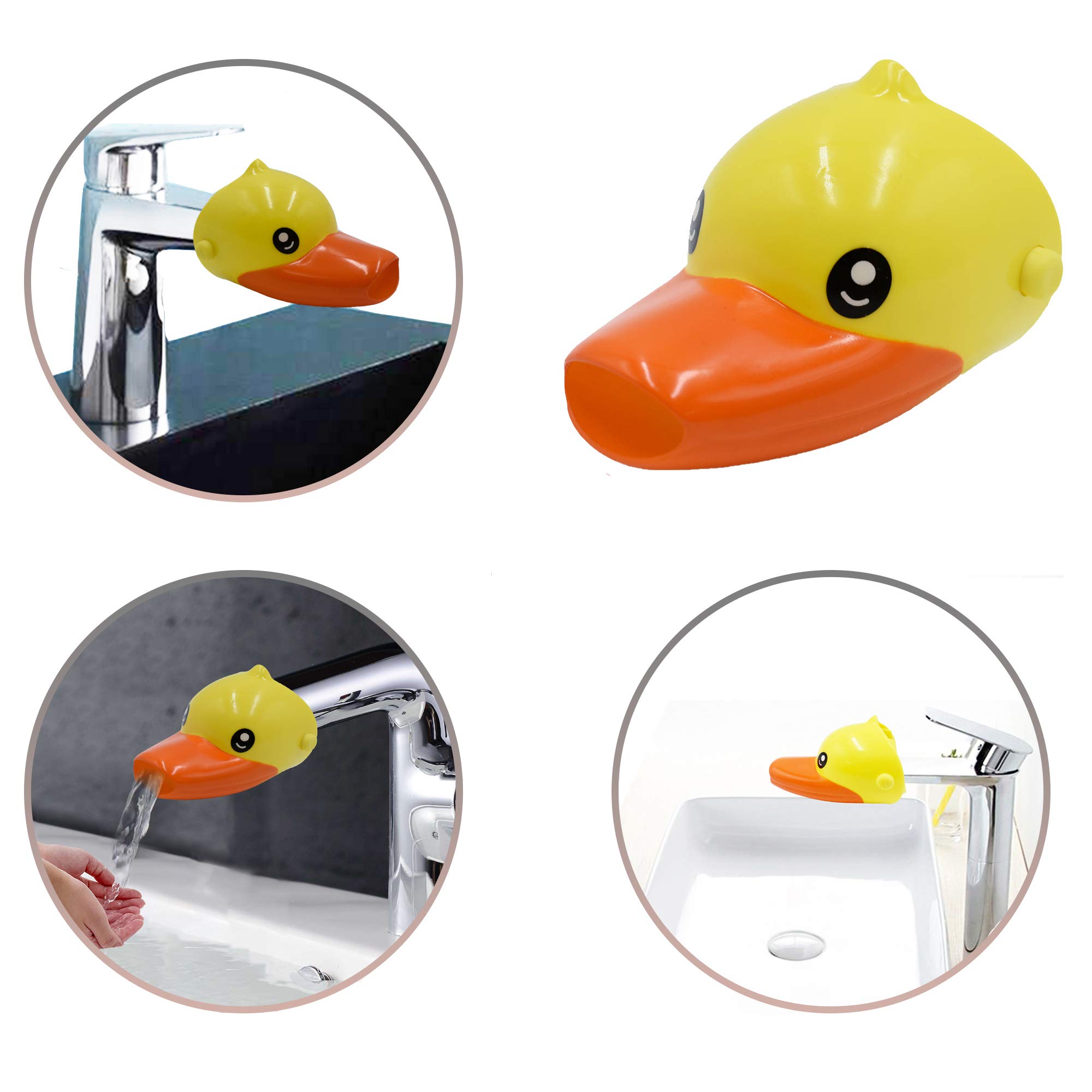 Duck Shape Children's Bathroom Kitchen Faucet Extender Cartoon Sink Handle Extender Hand Wash Soft and Durable to Help Kids Safely Interesting Wash Hands for Toddlers,Kids