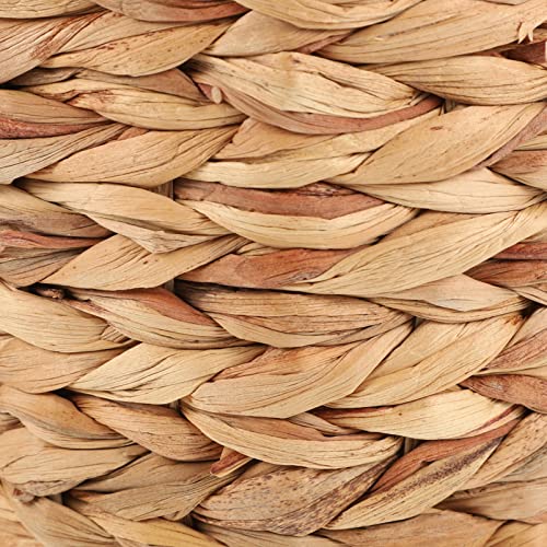 Rattan Basket Woven Waste Basket Round Trash Can Decorative Garbage Waste Bin Rubbish Container Laundry Cloth Storage Basket Organizer for Bedroom Home Living Room Bathroom Woven Basket