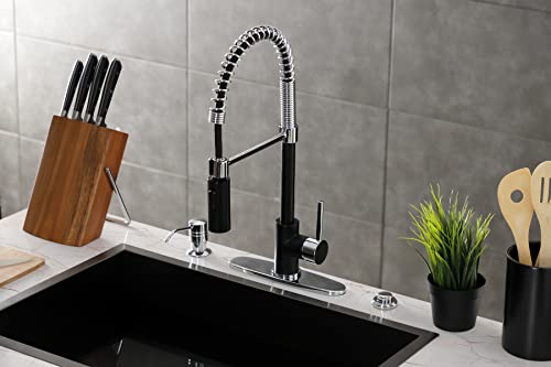 Kingston Brass LS8777DL Concord Pre-Rinse Kitchen Faucet, Matte Black/Polished Chrome