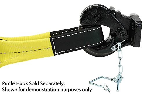 Mytee Products (1 Pack) 4" x 20' Recovery Tow Strap Heavy Duty 32,000 lbs Break Strength - Use for Emergency Towing Rope, Tree Saver, Winch Extension, Triple Reinforced Loops, Protective Sleeves