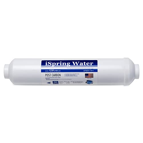 iSpring FT15US Premium Inline Activated Post Carbon Replacement Water Filter Cartridge with Quick Connect for Under Sink Reverse Osmosis RO System, Made in USA, 1 Count (Pack of 1)