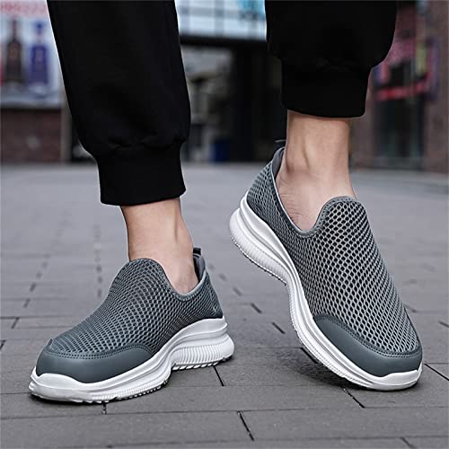 FASDNENDYS Fashion Summer Men Breathable Mesh Shallow Mouth Slip On Lightweight Casual Shoes Sneaker Rack for Men 50 Grey