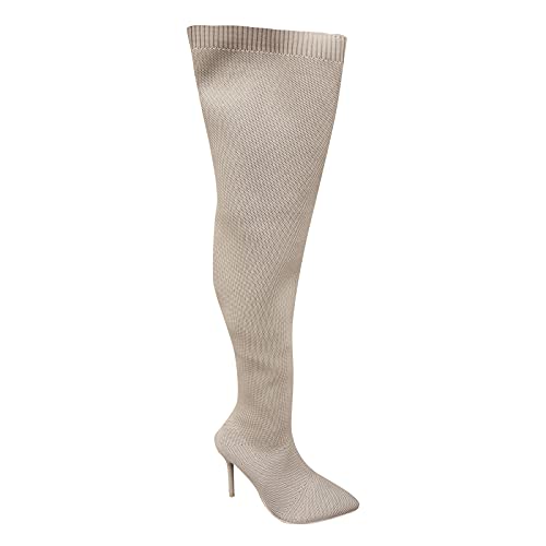 FASDNENDYS Ladies Warm Height Long Female Boots Boots Boots Shoes Winter Insert Suede Tall Lace up Boots Beige