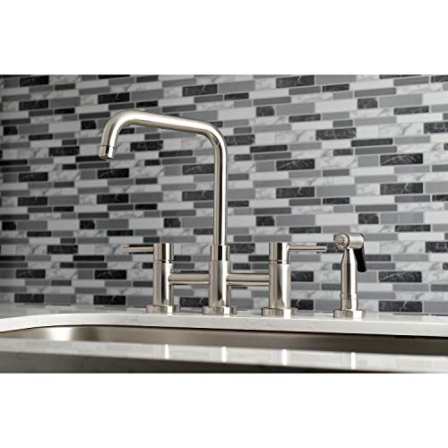Kingston Brass KS8288DLBS Concord Bridge Kitchen Faucet, Brushed Nickel, 14 x 8.38 x 12.19