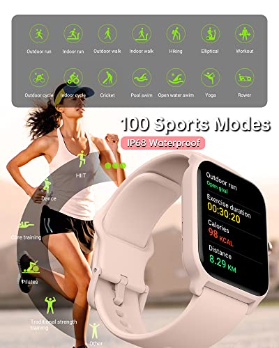 Smart Watch for Women (Answer/Make Call), 1.8" Touch Screen Activity Trackers for Android iPhone Compatible with Alexa Built in, Fitness Heart Rate Blood Oxygen Sleep Monitor, IP68 Waterproof