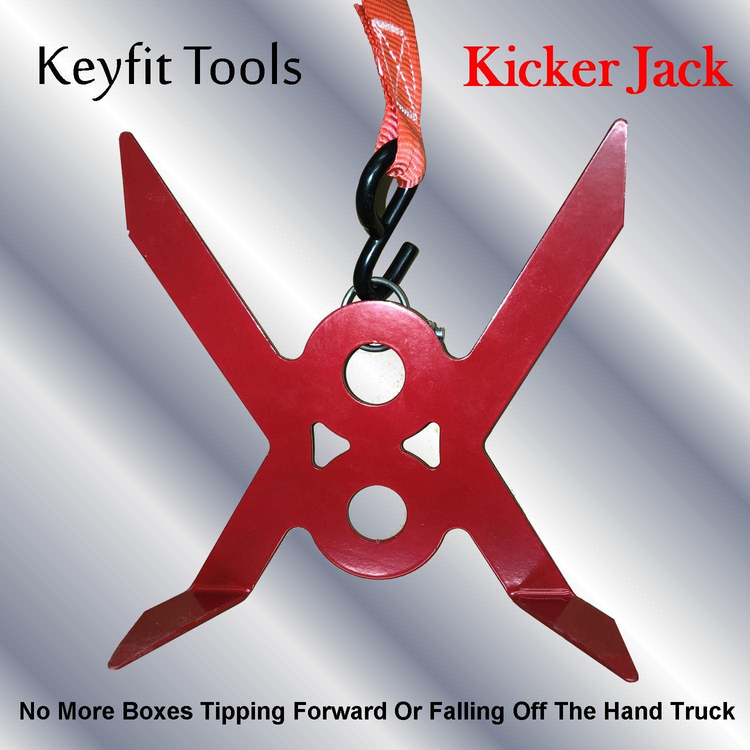 Keyfit Tools Kicker Jack Hand Truck Two Wheeler Dolly No Tip Bracket Secures The Front End of Over Sized Boxes That Tip Off The 2 Wheeled Dolly Hand Cart Compatible with All Brands Curbs No Problem