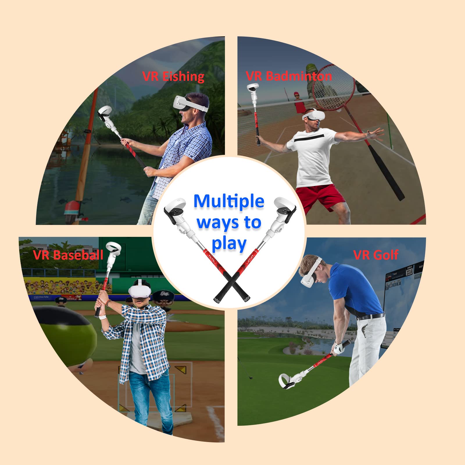 Fancemot VR Golf Club Handle Accessory for Quest 2, VR Golf Club Handle with Motion Sensing- Simulate Real Golf Game Experience