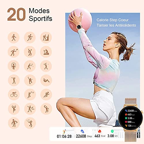 Smart Watches for Women Android Smartwatch for iPhone Compatible iOS Phones Call Recieve Text Heart Rate Blood Pressure Sleep Monitor Activity Tracker IP68 Waterproof