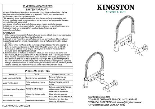 Kingston Brass GS8288DL Concord Pull-Down Sprayer Kitchen Faucet, Brushed Nickel