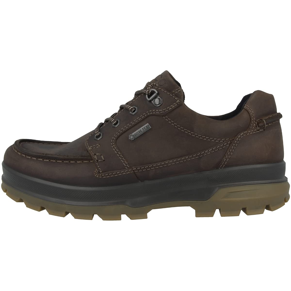 ECCO Men's Rugged Track Gore-TEX Moc Tie Hiking Shoe, Black, 9-9.5