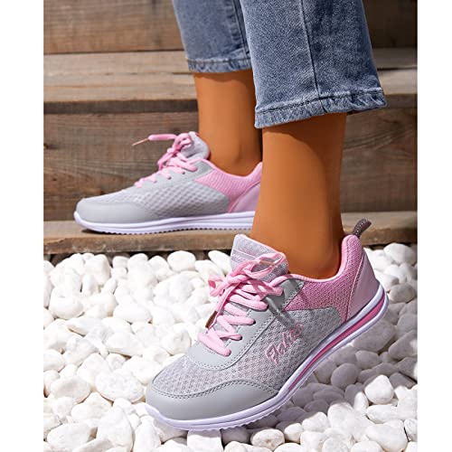 FASDNENDYS for Women's Breathable On Slip Casual Fashion Mesh Shoes Women's Work Out Shoe Pink