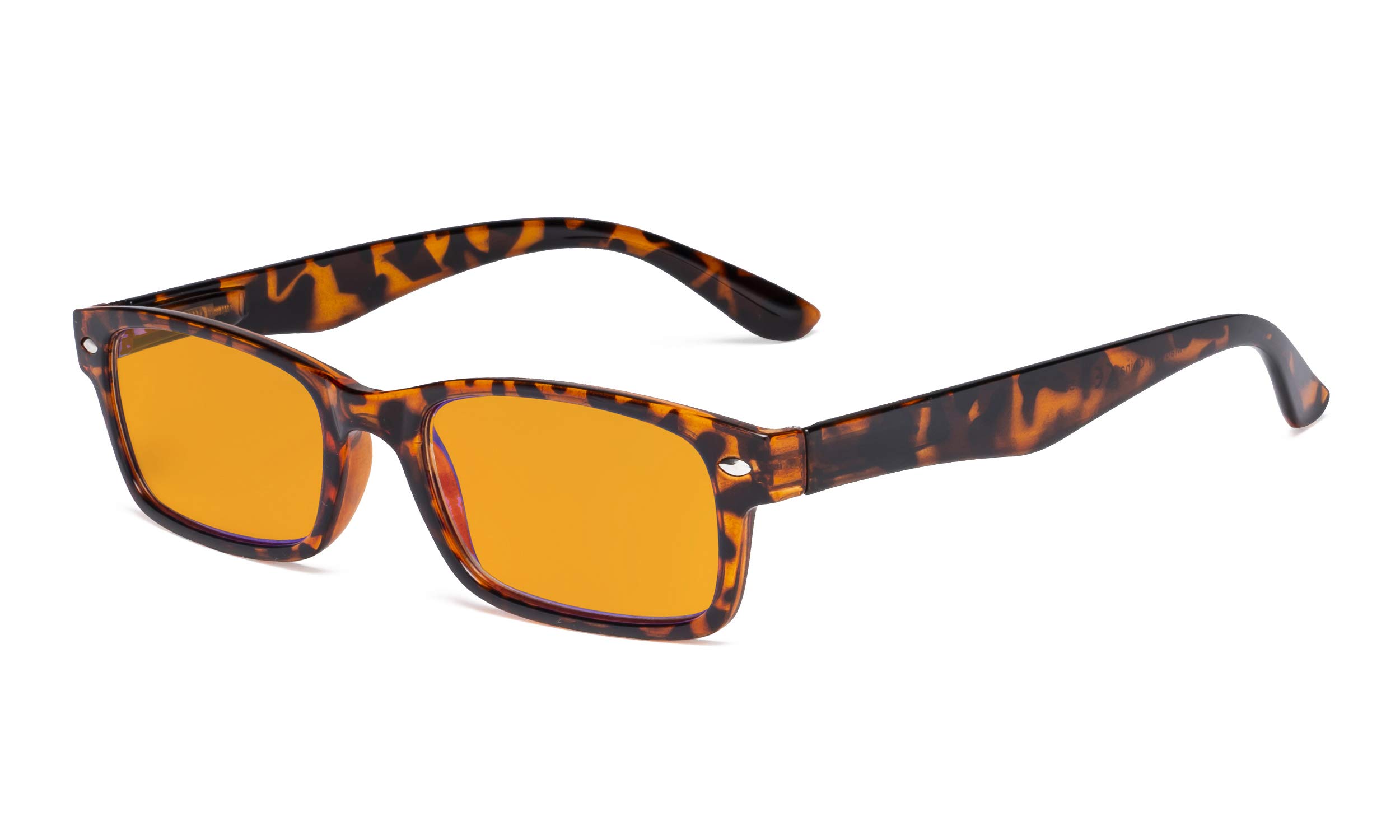 Eyekepper Blue Light Blocking Computer Glasses with Orange Tinted Anti UV Rays Filter Women Men - Nighttime Better Sleeping Digital Readers - Tortoise +1.00