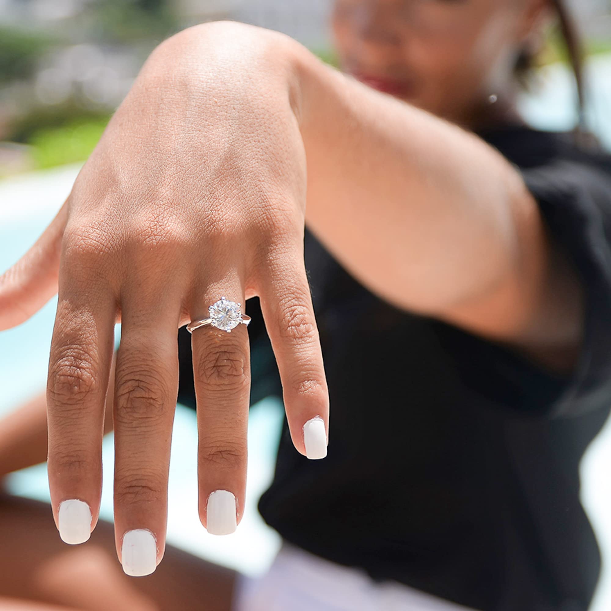 espere 3 Ct CZ Solitaire Engagement Ring Sterling Silver White Gold Plated Size 5