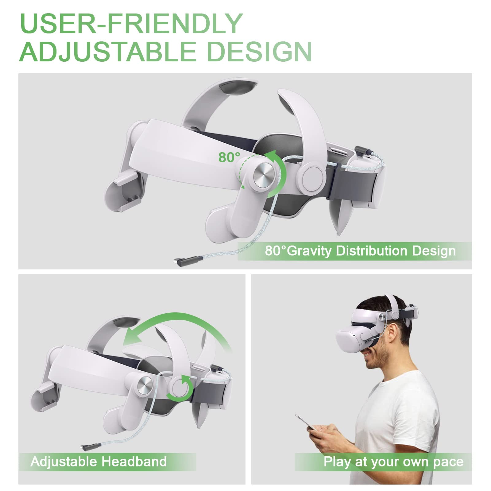 Head Straps for Oculus Quest 2 with T2 Power, Magnetic Connection Adjustable Elite Strap Replacement for VR Headset, Enhanced Support and Reduce Pressure Oculus 2 Accessories for Children and Adults