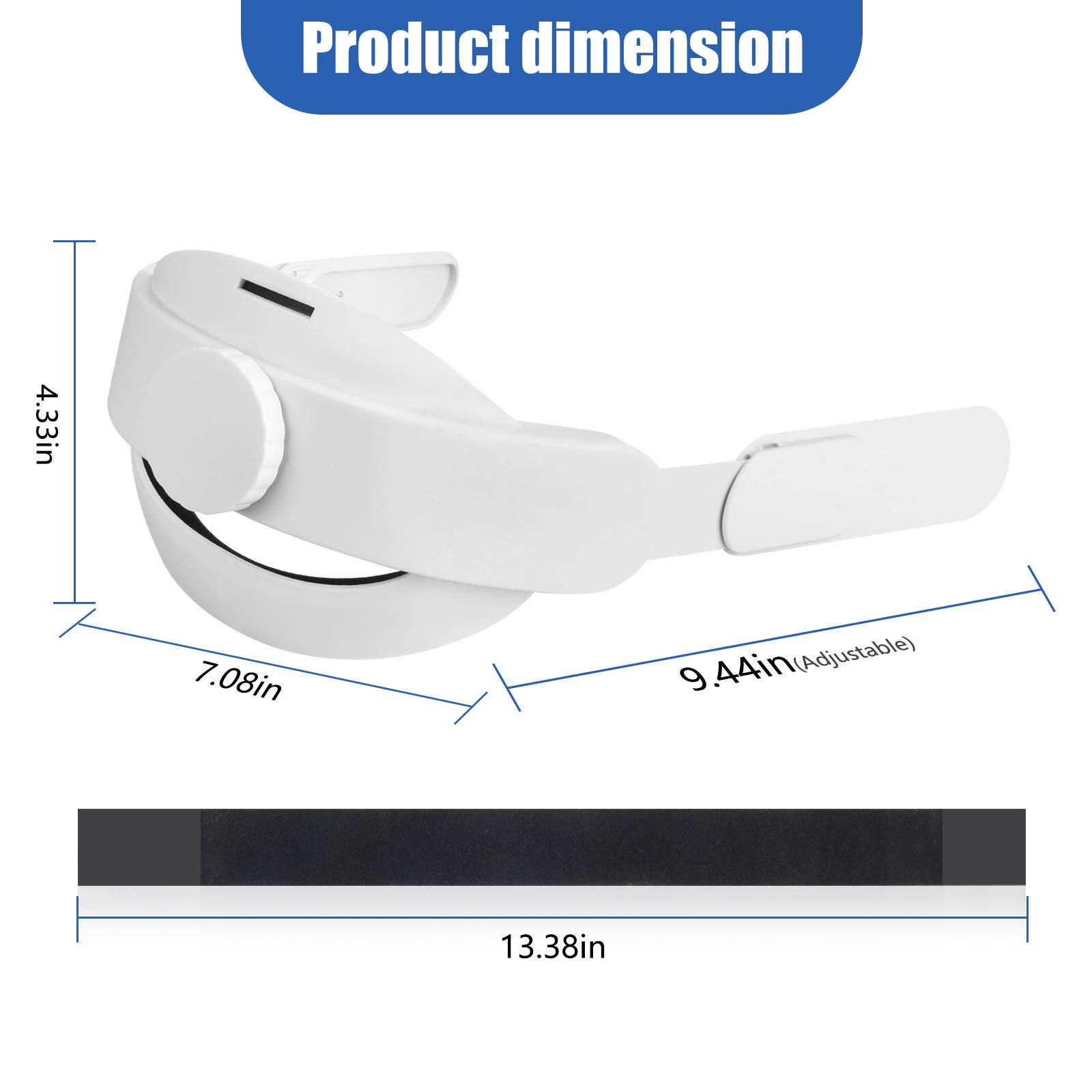 Esimen K5 Elite Strap for Oculus Quest 2 Head Cushion, Replacement Adjustable Head Strap Enhanced Support and Comfort in VR (White)