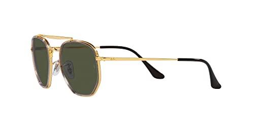 Ray-Ban RB3648M The Marshal II Hexagonal Sunglasses, Legend Gold/Green, 52 mm