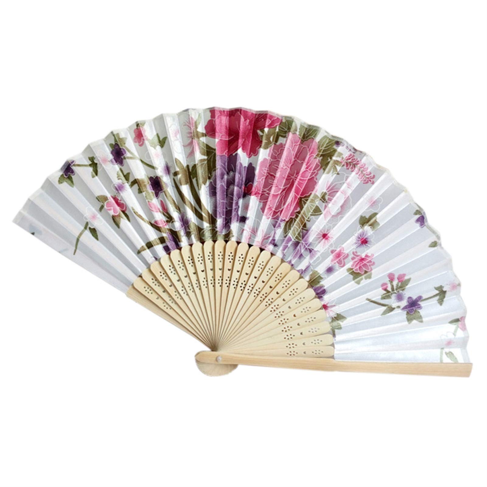 Fan Summer Vintage Bamboo Folding Hand Held Flower Fan Chinese Dance Party Pocket Gifts Wedding Ornaments Fan Craft Gift 2021 Hand Fan (Color : A)