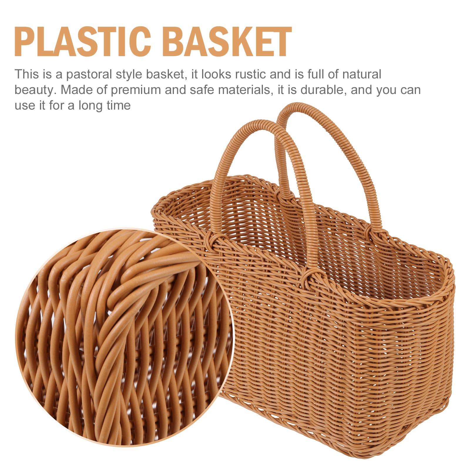 Garneck Wicker Market Basket Bag, Big Wicker Storage Basket for Beach, Laundry, Toy, Blanket, Storage, Baby, or Picnic