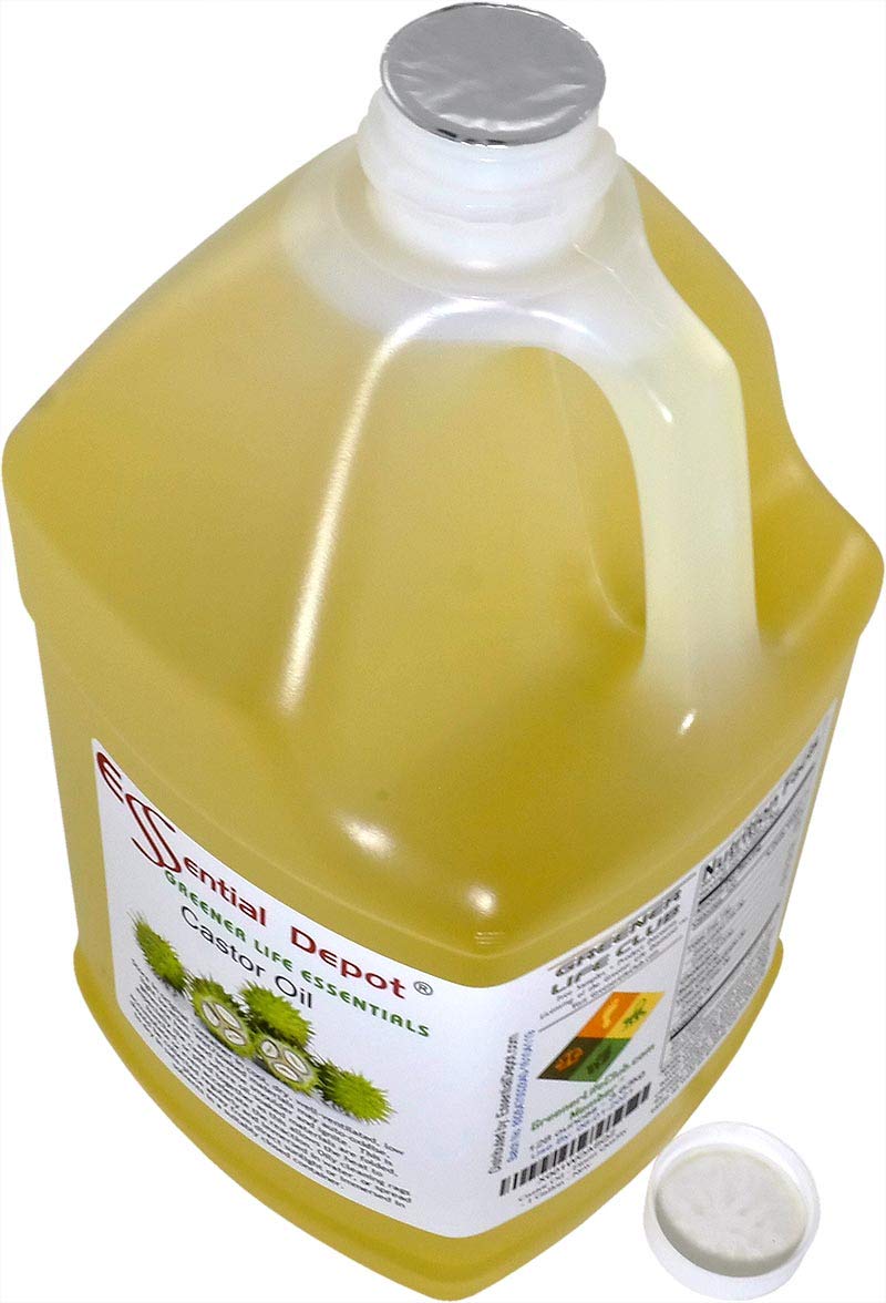 Essential Depot Castor Oil -1 Gallon - 128 oz - safety sealed HDPE container with resealable cap