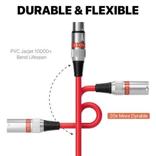 EBXYA XLR Cables 50 ft 2 Pack - Mic Cables Balanced DMX Cable Male to Female Suitable for Microphones, Radio Station, Stage Lighting