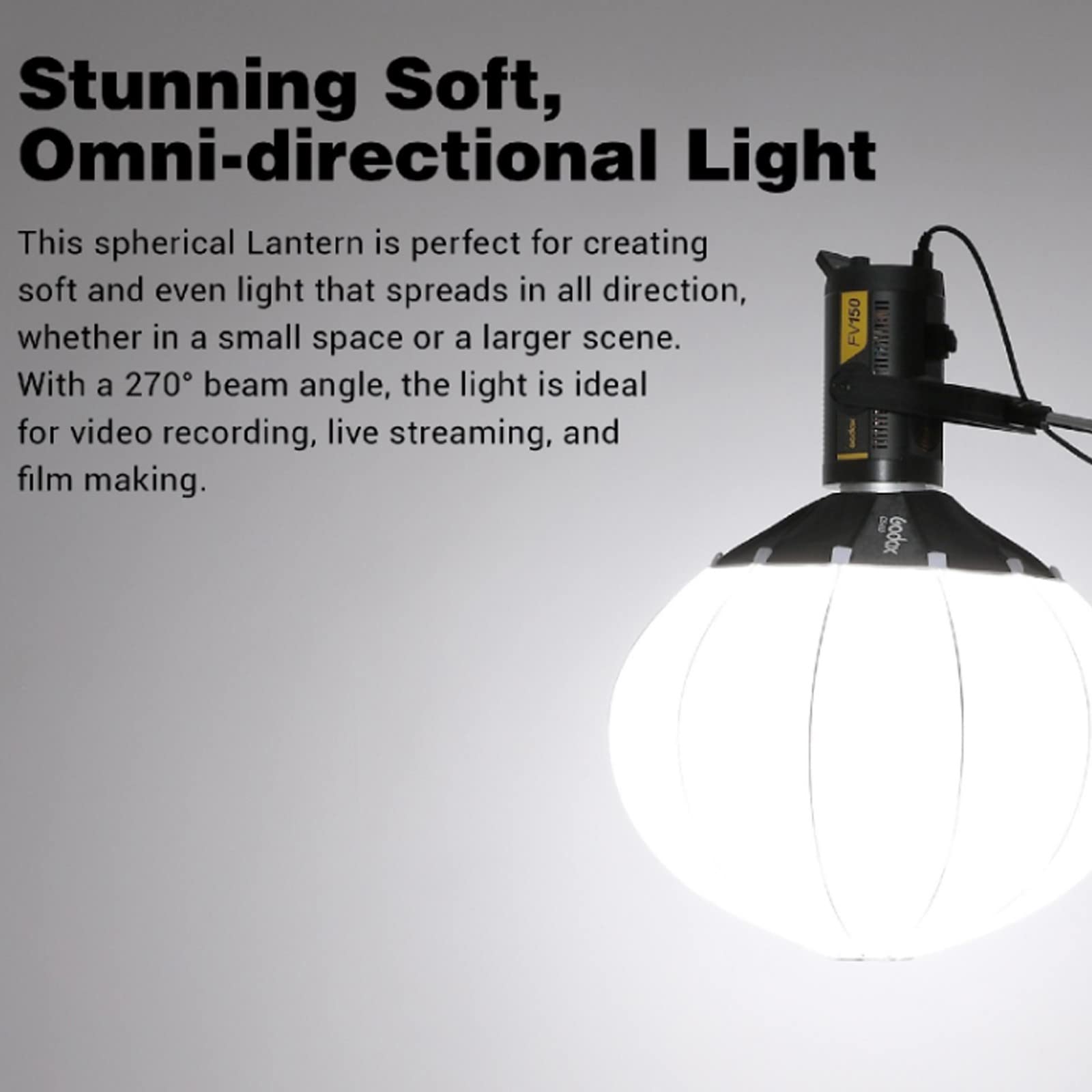 GODOX CS-50D Lantern Softbox 50cm/20inch Omni-Directional Light Modifier Bowens Mount for Godox SL60W SL150 II, UL150, VL150 Light for Video Recording, Live Streaming, and Film Making