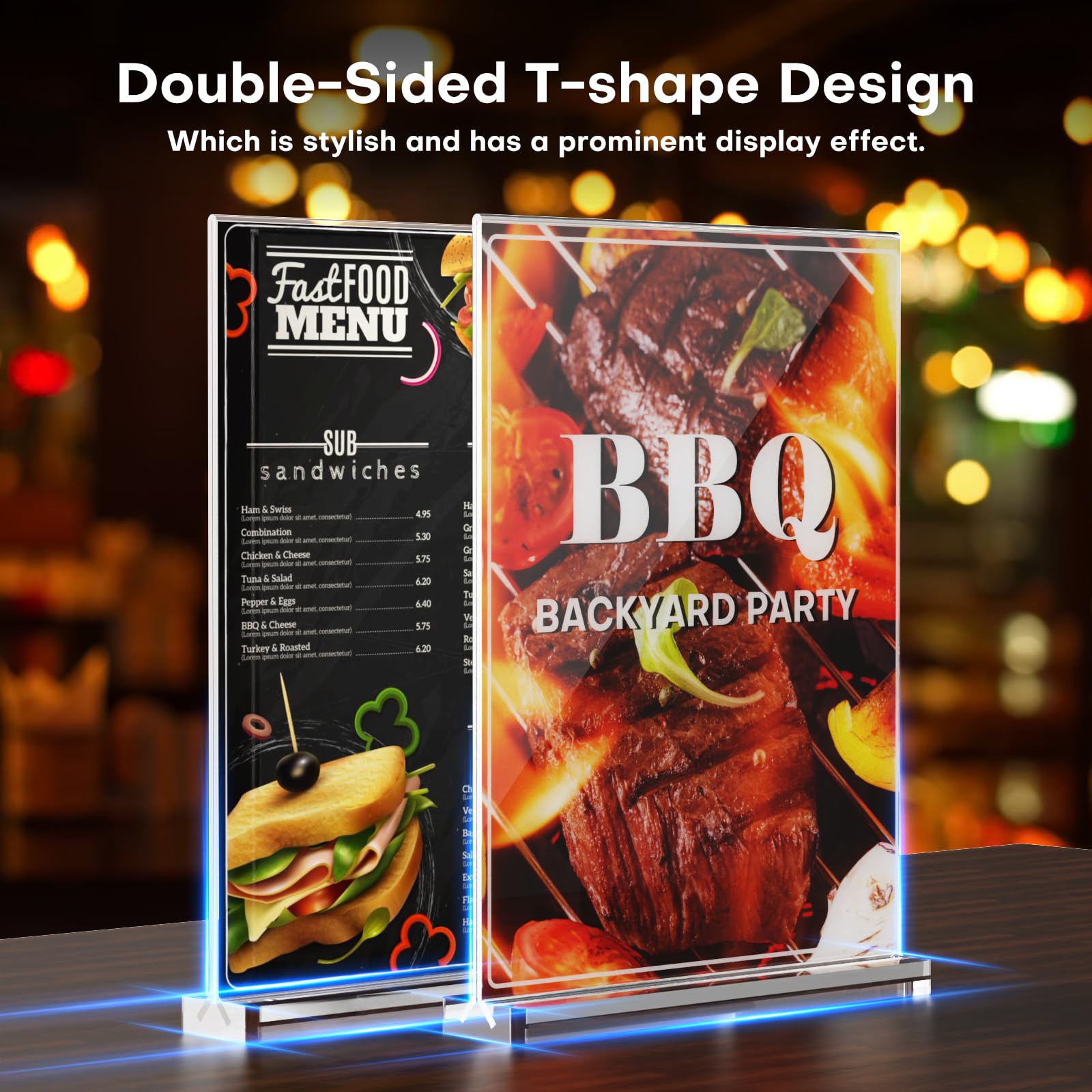 evizen Acrylic Sign Holder 8.5 x 11, Sign Holder Clear Vertical 6 Pack, Menu Plastic Sign Holder Standing Paper Stand Display Stand for Office, Restaurant, Store, Party Wedding