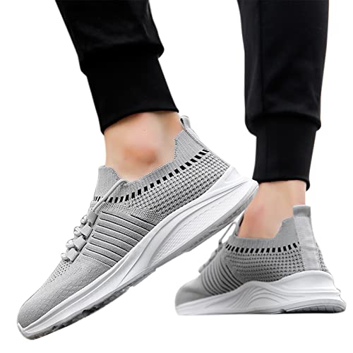 FASDNENDYS Men Shoes Summer Lightweight Breathable Lace Up Casual Shoes Casual Running Sneaker Boots for Men Lightweight Grey