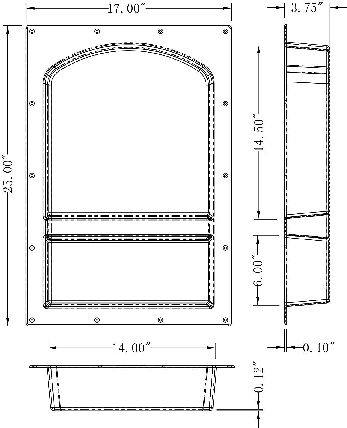 Uni-Green Recessed Shower Niche 17X25 Arch Double Shelf-Shower Cube for Organizer Storage or Shampoo and Toiletry Storage