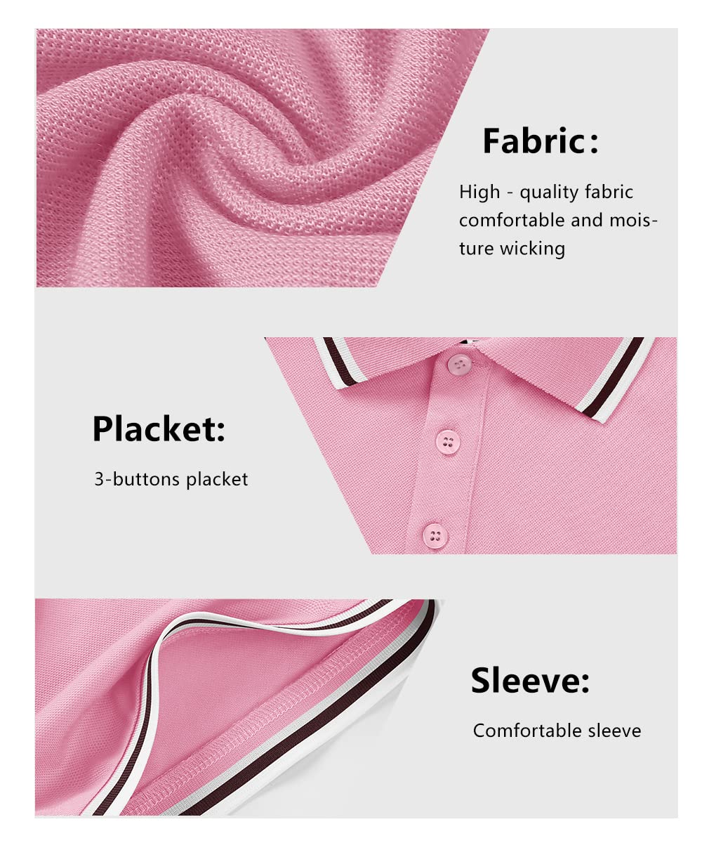 GEEK LIGHTING Polo Shirts for Men Short Sleeve Summer Causal Collared Golf Tennis T-Shirt,Pink M