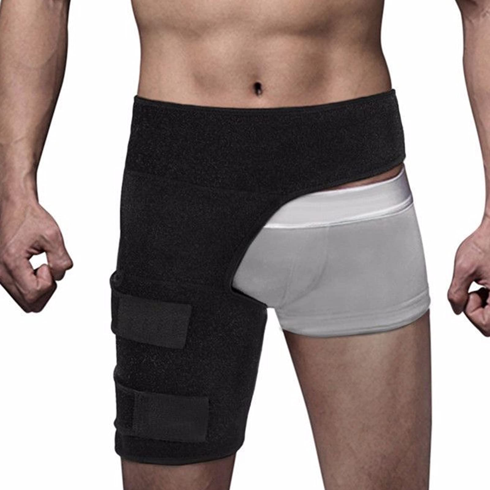 FECAMOS Hip Brace Thigh Compression Sleeve, Reliable Fitness Thigh Brace Rubber Durable Flexible for Hip Flexor Injury for Sciatica