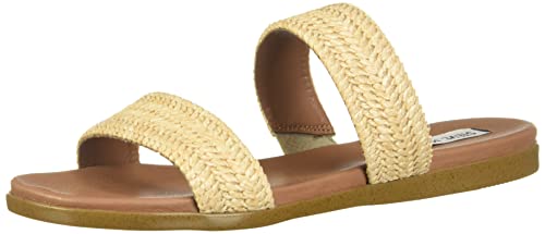 Steve Madden Women's Dual Flat Sandal, Natural Raffia, 10