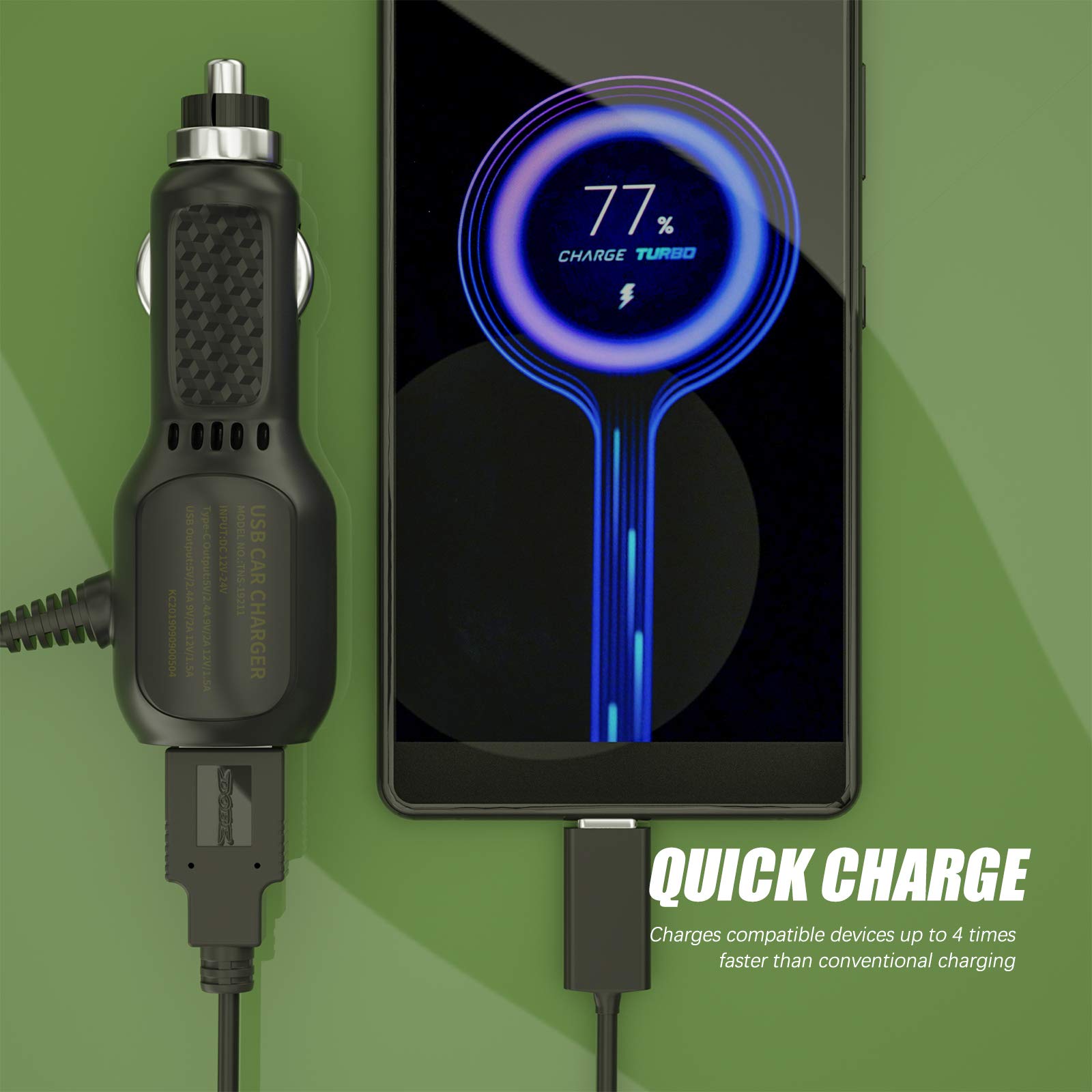 ECHZOVE Car Charger for Nintendo Switch,Steam Deck,Switch lite Car Charger USB Type-C- Black