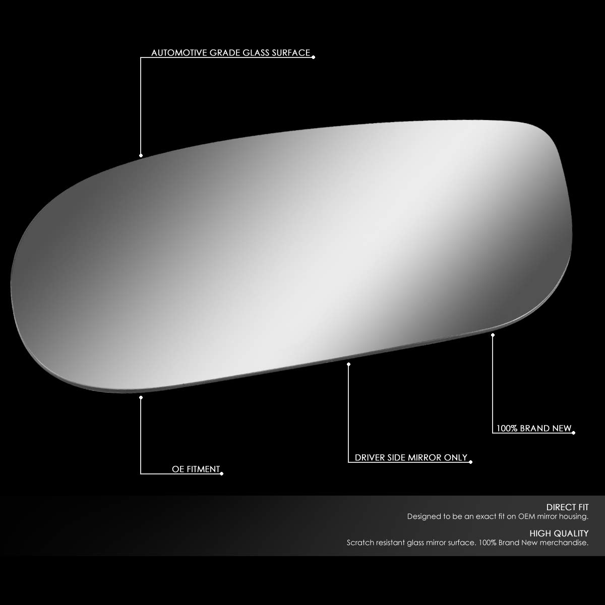 DNA MOTORING SMP-046-L Factory OE Style Left/Driver Side Door Rear View Mirror Glass Lens [Compatible with 98-05 Buick Park Avenue]