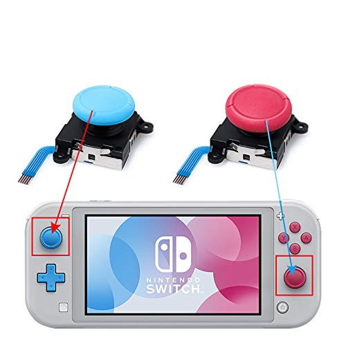 ECHZOVE Replacement Joy Stick Compatible with Switch lite, Joystick Replacement Compatible with Switch lite and Repair Tool Kit for Switch lite - 2 Pack (Blue Red)