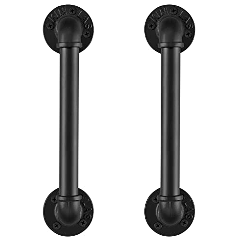 Licperron Barn Door Handle, Black Rustic Sliding Door Handles for Sliding Door, Interior Door, Garage, Towel, 2 Pack, 12 Inch