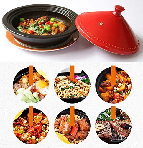 Tagine Pot, 17cm Ceramic Casserole, Japanese Style Braised Rice Pot, Open Flame and High Temperature Resistance, Household Steamer Stew Pot, Clay Pot Oven