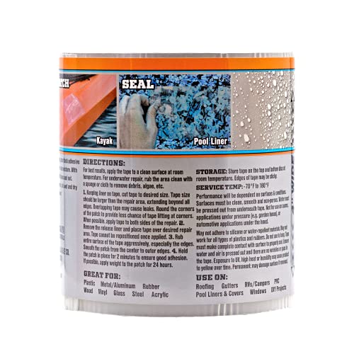 Gorilla Waterproof Patch & Seal Tape, 4" x 8', Clear, (Pack of 2)