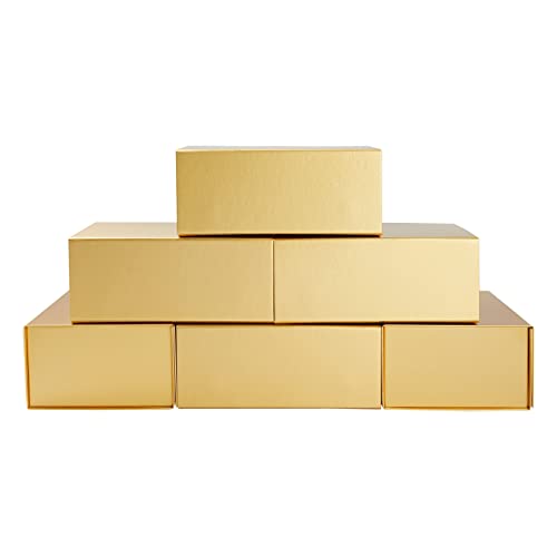 Stockroom Plus 6 Pack Magnetic Gift Boxes with Lids, 9.5 x 7 x 4 Inches for Birthday, Wedding, Groomsman and Bridesmaid Proposal Box (Gold)