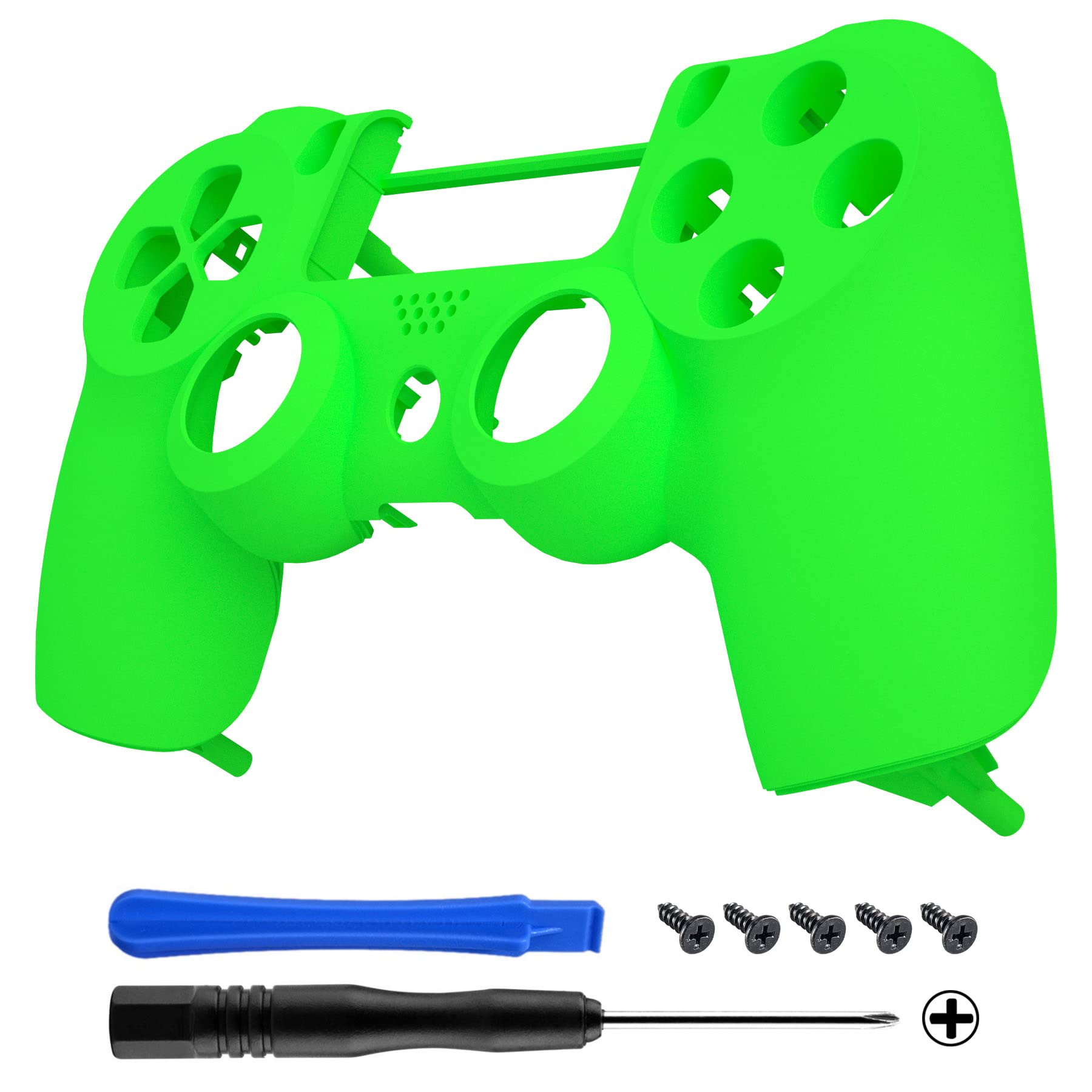 eXtremeRate Neon Green Soft Touch Custom Faceplate Shell Compatible with ps4 Slim Pro Controller CUH-ZCT2 JDM-040/050/055 - Controller NOT Included