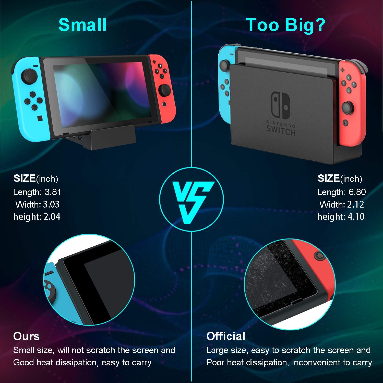 Feirsh Switch Docking Station for Nintendo Switch, TV Dock Station Replacement with HDMI and USB 3.0 Port for Nintendo Switch and OLED Model